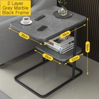China Sofa Side Table, Living Room Cabinet, Double-layer Storage Rack, Small Balcony with Painted Steel Frame for sale