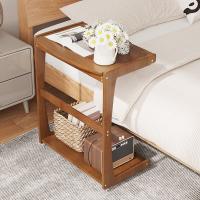 China Flip Top End Table with Wheels, C-Shaped Small Desk for Sofa Living Room Bedroom Balcony, Mobile Home Decor for sale