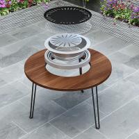 China 60x45CM Foldable Multifunction Camping BBQ Grill Outdoor Picnic Round Folding Table with Customized Logo for sale