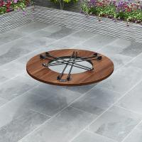 China 60x45CM Foldable Multifunction Camping BBQ Grill Outdoor Picnic Round Folding Table with Customized Logo for sale