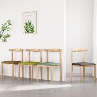 China Solid Seater Modern Simple Restaurant Chair Dining Party Wood Pattern Iron Legs Home Leisure Desk Stool for sale
