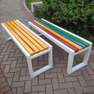 China General Outdoor Furniture Steel Wood Garden Patio Porch Chair with Backrest and Slatted Seat Modern Design for sale