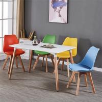 China Mid-Modern 4-Piece Dining Chairs Set Wooden PU Leather Cushion Outdoor Lounge Chair for Living Room  Bedroom for sale