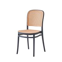 China Nordic Rattan Weave Patio Dining Chair Set Modern Indoor-Outdoor Plastic Chairs for Restaurant Room Cafe for sale