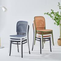 China Nordic Rattan Weave Patio Dining Chair Set Modern Indoor-Outdoor Plastic Chairs for Restaurant Room Cafe for sale