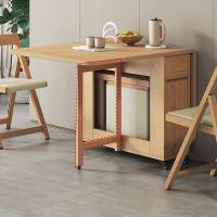 China Solid Wooden Breakfast Table Set with Chairs Space Saving Folding on Wheels for Home Kitchen Furniture Extension Desk for sale