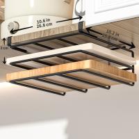 China Metal Cutting Board Holder Hanging Rack Under Cabinet Shelf Organizer Door For Kitchen for sale