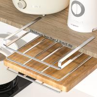 China Metal Cutting Board Holder Hanging Rack Under Cabinet Shelf Organizer Door For Kitchen for sale