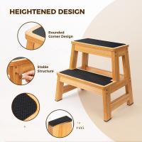 China Solid Wood 2 Step Footstool for Kids Toddler with Non-Slip Surface, Children's Ladder Bedside Foot Wooden Stool for sale