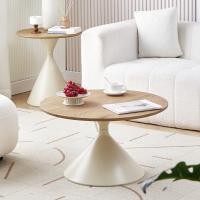 China Iron Wood Coffee Table for Home Modern Minimalist Living Room Small Apartment end Round Side Central NO Folded Mail Packing for sale