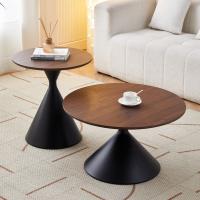China Iron Wood Coffee Table for Home Modern Minimalist Living Room Small Apartment end Round Side Central NO Folded Mail Packing for sale