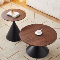 China Iron Wood Coffee Table for Home Modern Minimalist Living Room Small Apartment end Round Side Central NO Folded Mail Packing for sale