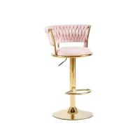 China Kitchen Counter Bar Chair with Steel Base Adjustable Height and Velvet Seater in Modern Design for sale