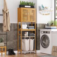 China Tall Bathroom Toilet Storage Cabinet Organizer Rack with and Adjustable Shelves Freestanding for sale