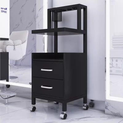 China Barber Shop Tool Cabinet Trolley Hair Salon Special Table Multi-function Rack Beauty Storage will Wheels for sale