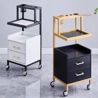 China Barber Shop Tool Cabinet Trolley Hair Salon Special Table Multi-function Rack Beauty Storage will Wheels for sale