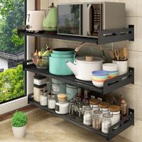 China Wall Mount Microwave Oven Shelf Rack for Kitchen Home, Stainless Steel Counter Countertop Holder with 5 Sliding Hooks for sale