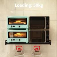 China Wall Mount Microwave Oven Shelf Rack for Kitchen Home, Stainless Steel Counter Countertop Holder with 5 Sliding Hooks for sale