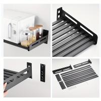 China Wall Mount Microwave Oven Shelf Rack for Kitchen Home, Stainless Steel Counter Countertop Holder with 5 Sliding Hooks for sale