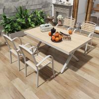 China Modern Design Style Outdoor Courtyard Table and Chair Set Made of Corrosion Resistant Wood-Plastic Material for Garden for sale