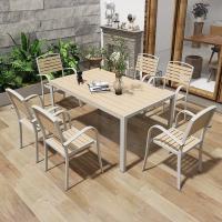 China Modern Design Style Outdoor Courtyard Table and Chair Set Made of Corrosion Resistant Wood-Plastic Material for Garden for sale