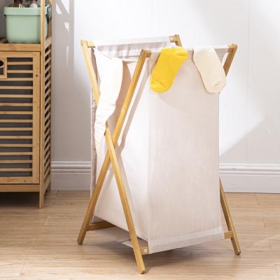 China Frame Laundry Hamper Wood with Lid for Collapsible Basket Foldable Storage Household for sale