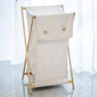 China Frame Laundry Hamper Wood with Lid for Collapsible Basket Foldable Storage Household for sale