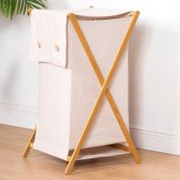 China Frame Laundry Hamper Wood with Lid for Collapsible Basket Foldable Storage Household for sale