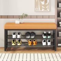 China Shoe Rack , Metal Entryway with Cushion, Simple Organizer 2 Tier Storage Good Load Bearing for Hallway for sale