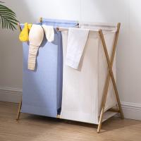 China Metal Type Storage Baskets Laundry Sorter Collapsible Hamper Basket with Bag Organizer Cart For Clothes Storage Dirty 50*40*30cm for sale