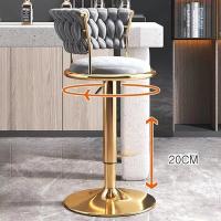 China Vintage Bar Stools with Back and Footrest Counter Height Dining Chairs, Adjustable Seat Stool Small Gold Legs for sale