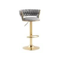 China Vintage Bar Stools with Back and Footrest Counter Height Dining Chairs, Adjustable Seat Stool Small Gold Legs for sale