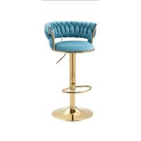 China Vintage Bar Stools with Back and Footrest Counter Height Dining Chairs, Adjustable Seat Stool Small Gold Legs for sale