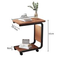 China Space-Saving Living Room Furniture Corner Coffee Bedside Table with Wheels C Shape 2 Tiers End Rolling Storage Rack Shelf for sale
