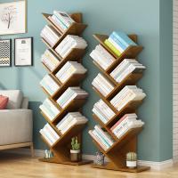 China Narrow Book Organizer Shelves for Bedroom Sturdy Tree Shaped Bookcase Floor Standing Display Rack CDs Magazines Files for sale