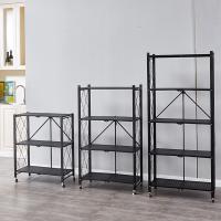 China Y Free Installation 3/4/5 Layers Kitchen Shelf Floor Type Microwave Oven Rack Multi-layer Foldable Mobile with Wheel Storage for sale