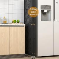 China Y Free Installation 3/4/5 Layers Kitchen Shelf Floor Type Microwave Oven Rack Multi-layer Foldable Mobile with Wheel Storage for sale