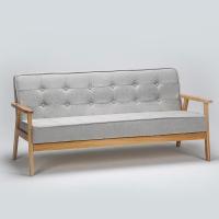China Solid Wood Minimalist Sofa 3 Seater Wooden Living Room Fabric Single Double for sale
