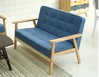 China Solid Wood Minimalist Sofa 3 Seater Wooden Living Room Fabric Single Double for sale