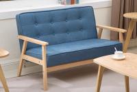 China Solid Wood Minimalist Sofa 3 Seater Wooden Living Room Fabric Single Double for sale