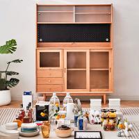 China Solid Wood Kitchen Storage Cupboard Wooden Furniture Woven Dishes Cabinet in Pantry for sale