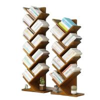 China 2 Layers Standing Tree Bookshelf Wooden Bookshelves Storage Rack for CDs Movies Books Living Room for sale