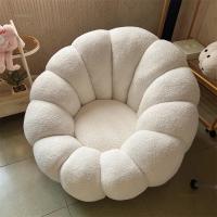 China Home Furniture Pumpkin Lounge Chair Lazy Couch Lamb Plush White Tatami Light Luxury Bedroom Small Sofa for sale