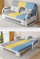 China Simple Couch Storage Space Heavy Duty Apartment Folding Sofa Bed with Armrest and Foldable Wooden Frame for sale
