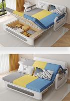 China Simple Couch Storage Space Heavy Duty Apartment Folding Sofa Bed with Armrest and Foldable Wooden Frame for sale