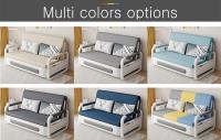 China Simple Couch Storage Space Heavy Duty Apartment Folding Sofa Bed with Armrest and Foldable Wooden Frame for sale