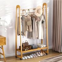 China 50cm Clothing Garment Rack Coat Multifunctional Bedroom Hanging Organizer Wardrobe Storage Shelves for sale