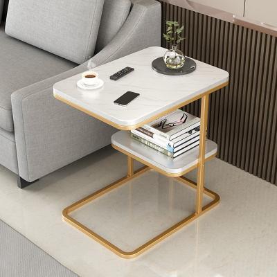 China Mail Packing Wooden Living Room Small Table Modern Design Style Metal Frame Wood Platform Corner Console with Storage Space for sale