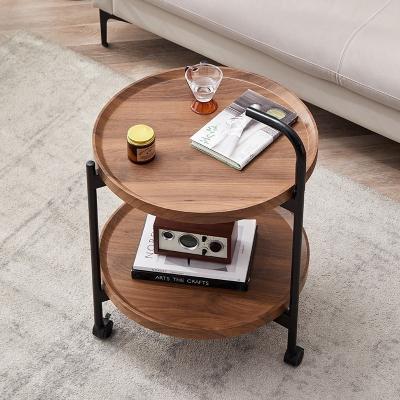 China Movable Sofa Side Small Table Living Room Balcony Round Tea Bedside Storage Shelf Holder Cart Trolley Rolling cart for sale