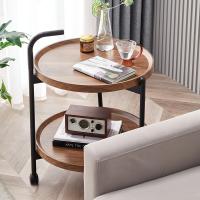 China Movable Sofa Side Small Table Living Room Balcony Round Tea Bedside Storage Shelf Holder Cart Trolley Rolling cart for sale